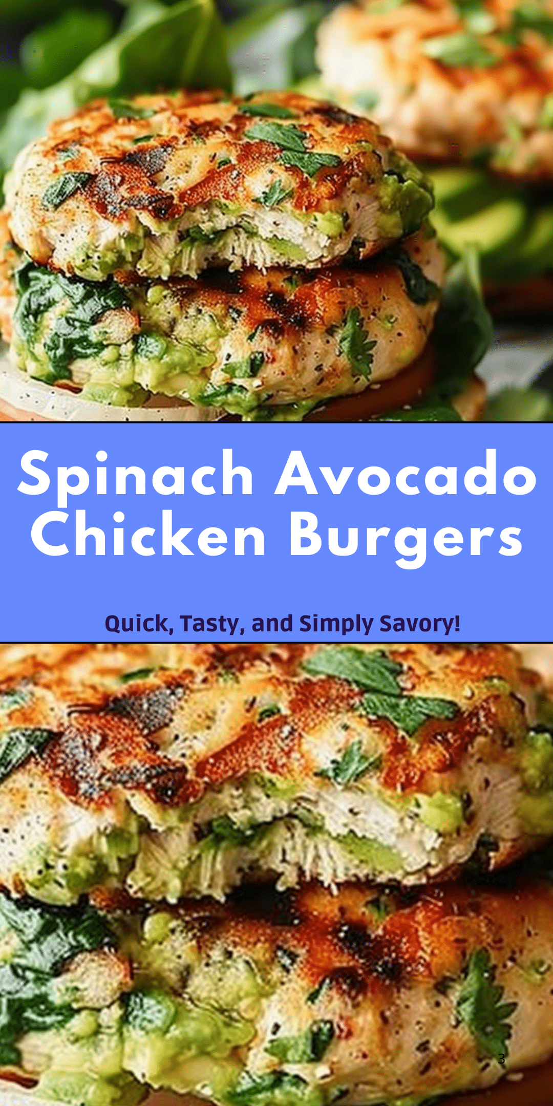 Spinach Avocado Chicken Burgers | Just So Savory