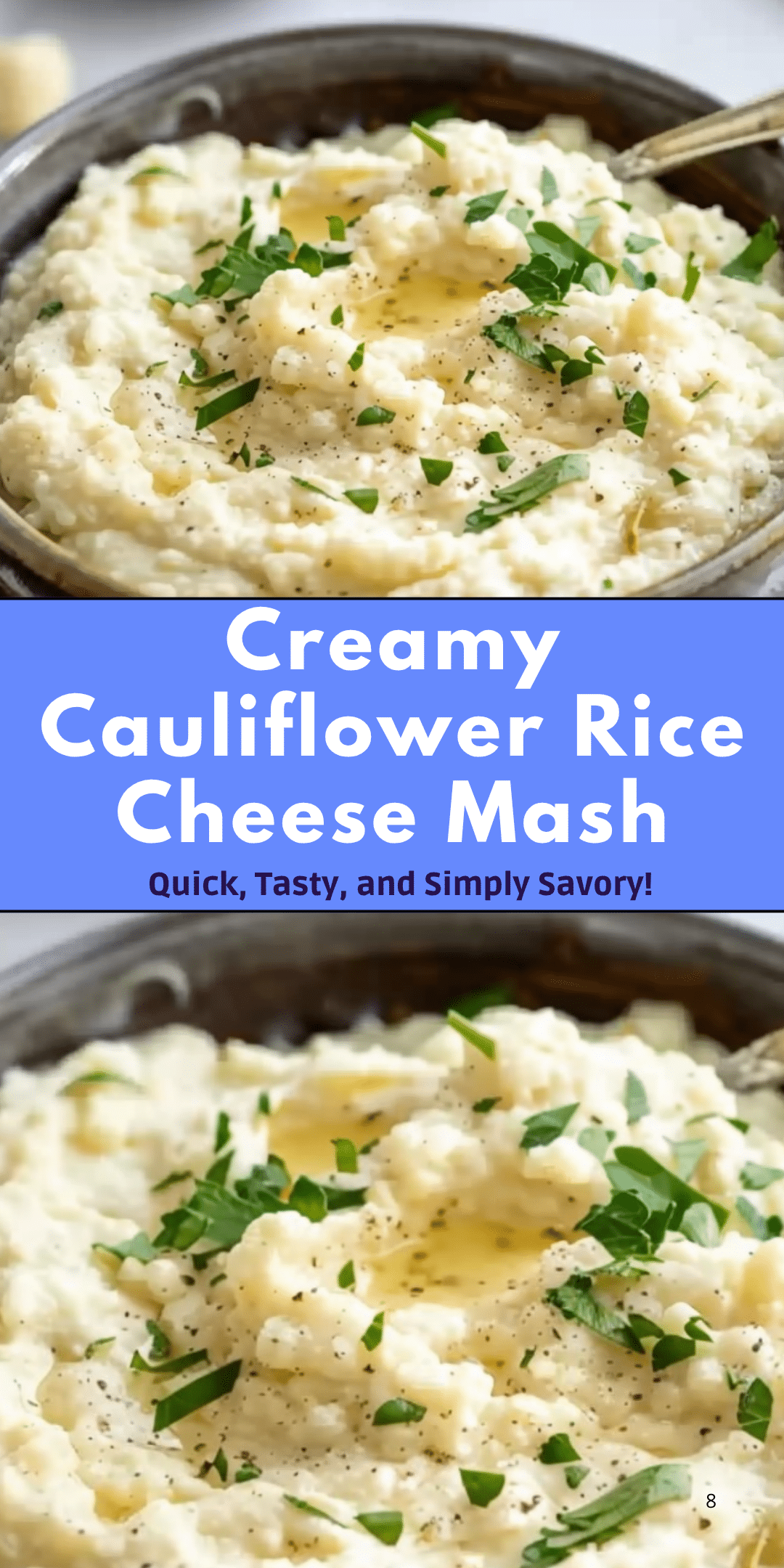 Creamy Cauliflower Rice Cheese Mash | Just So Savory