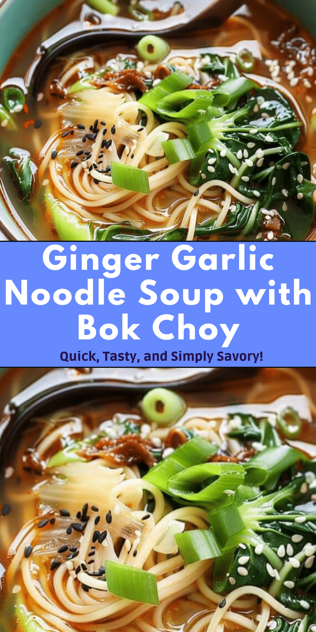 Ginger Garlic Noodle Soup with Bok Choy | Just So Savory