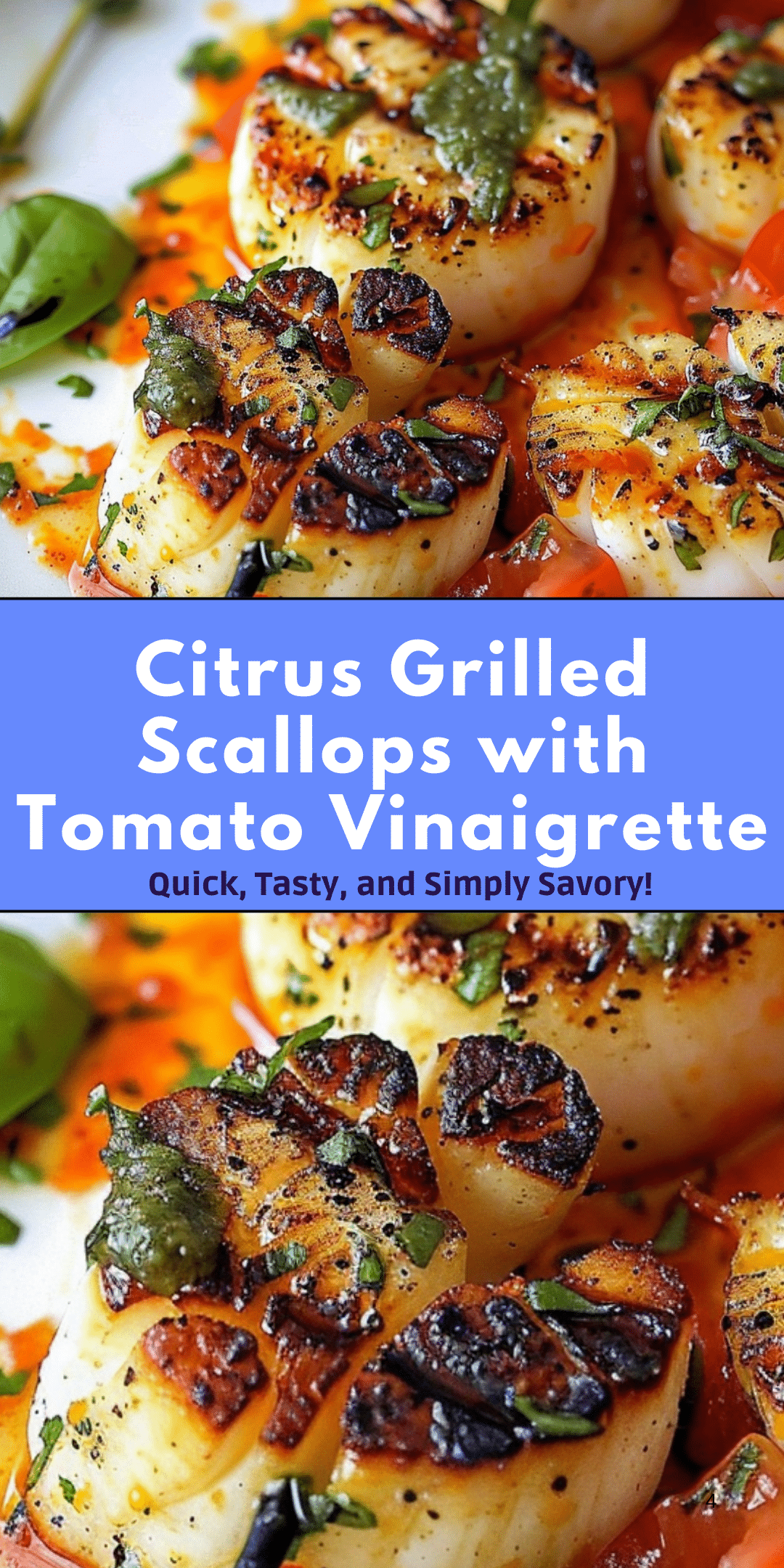 Citrus Grilled Scallops with Tomato Vinaigrette | Just So Savory