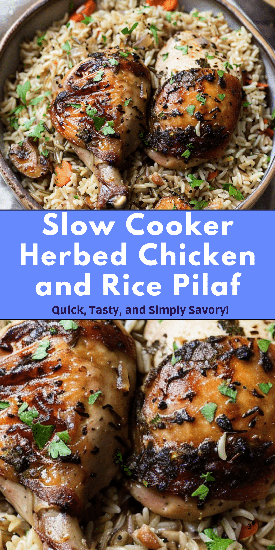 Slow Cooker Herbed Chicken and Rice Pilaf | Just So Savory