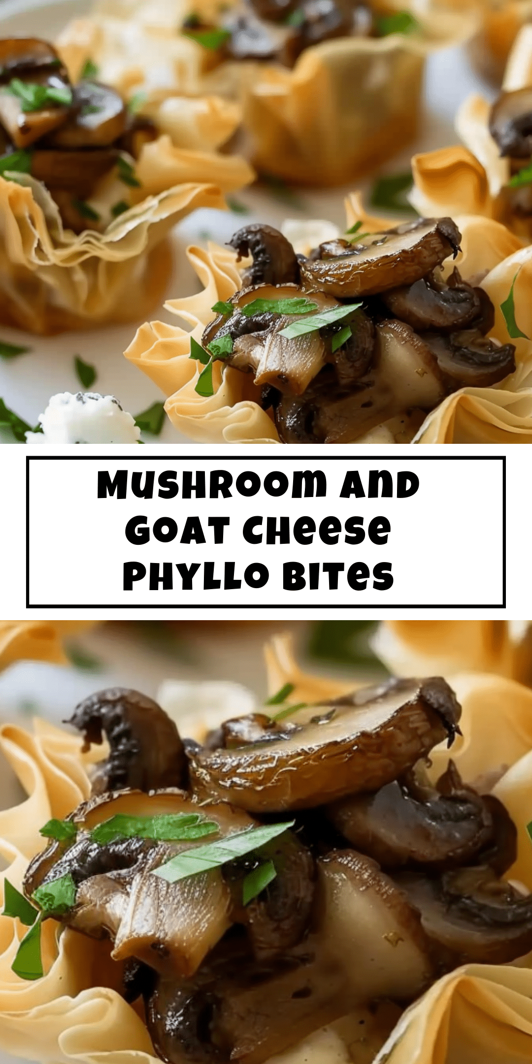 Mushroom and Goat Cheese Phyllo Bites | Just So Savory