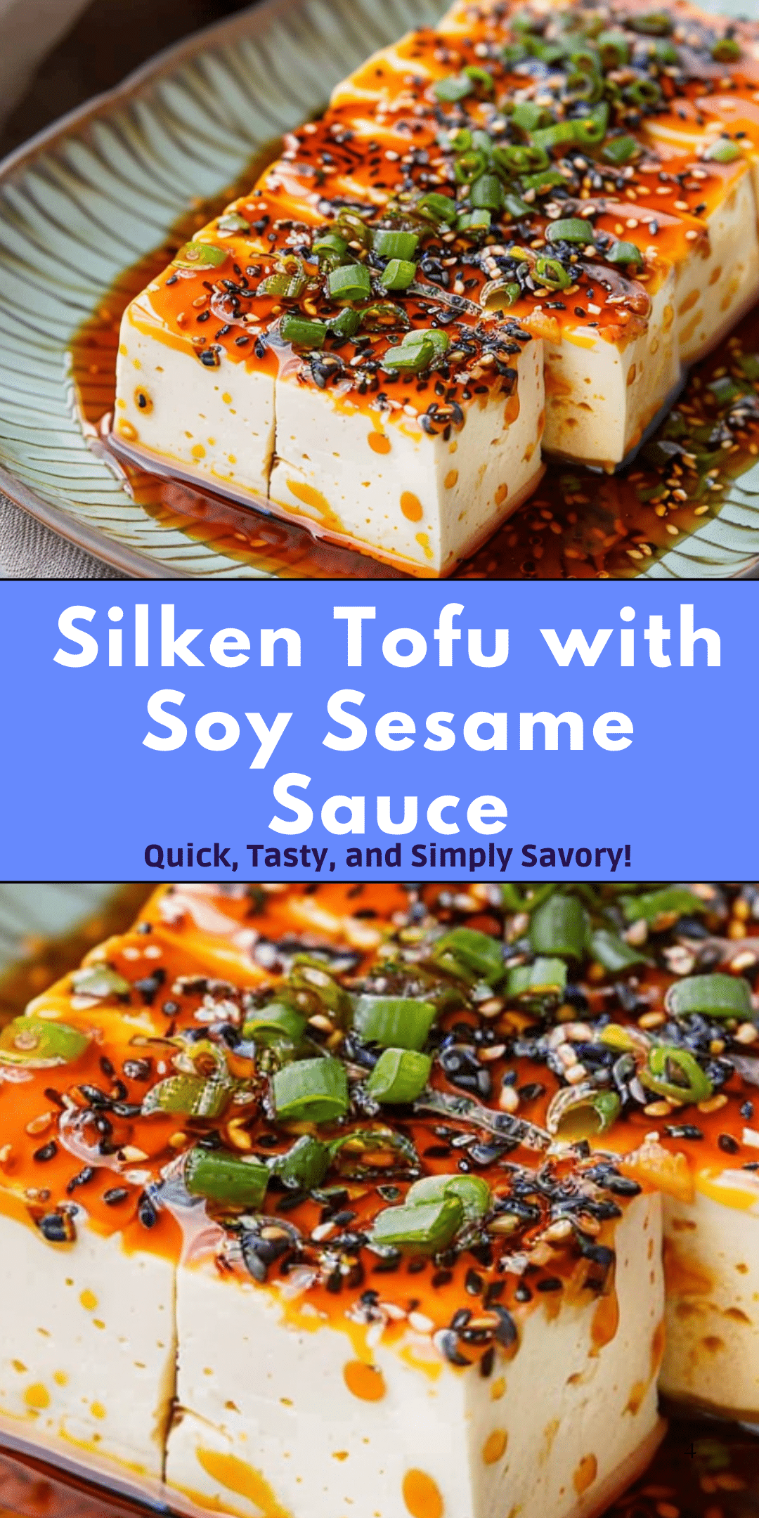 Silken Tofu with Soy Sesame Sauce | Just So Savory