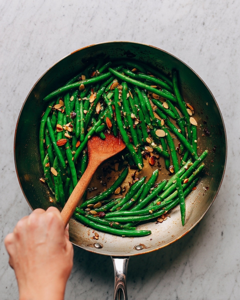 Pan Garlicky Green Beans with Slivered Almonds | Flavorful Side Dish