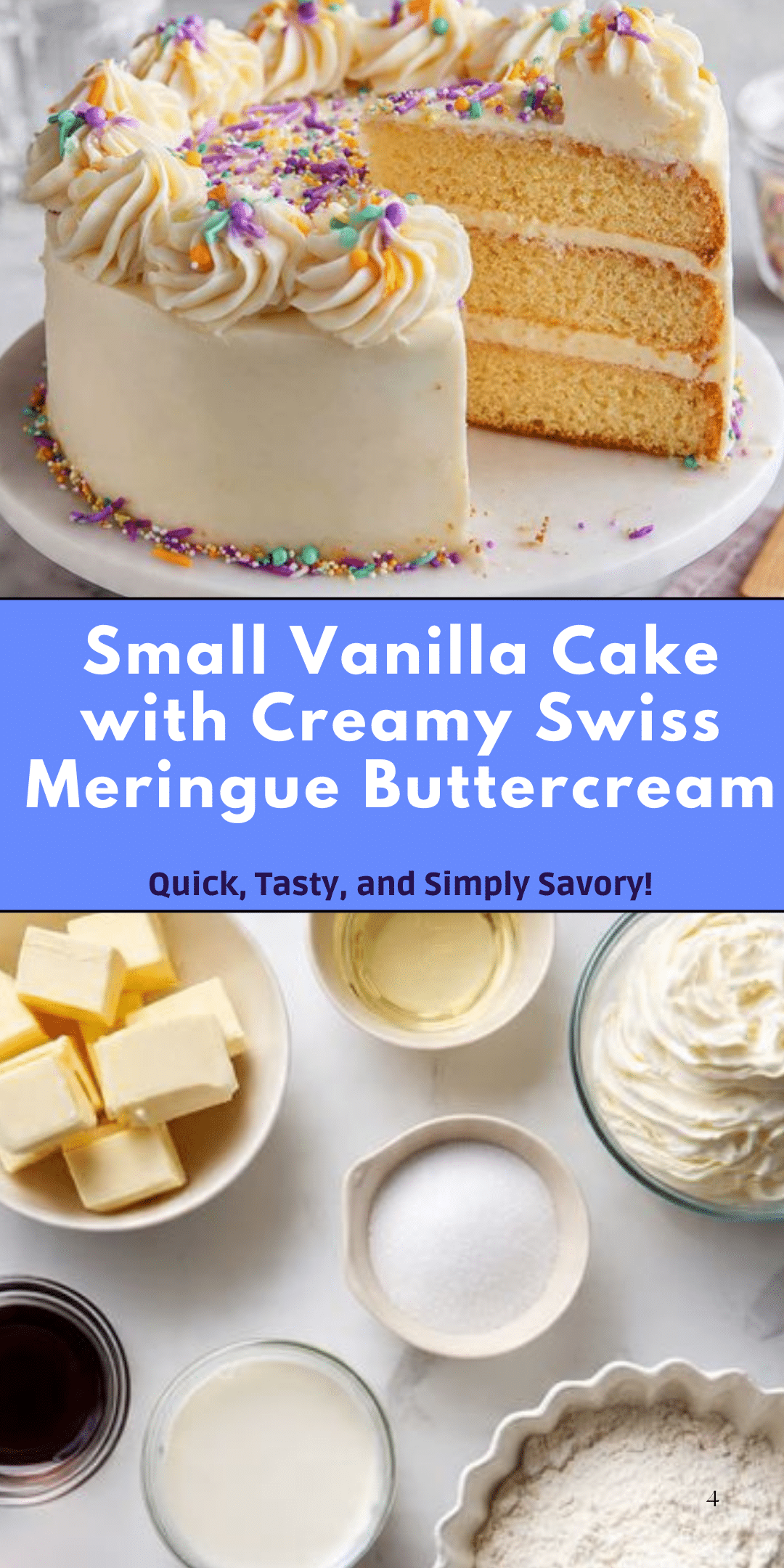 Small Vanilla Cake with Swiss Meringue Buttercream & Rainbow Sprinkles