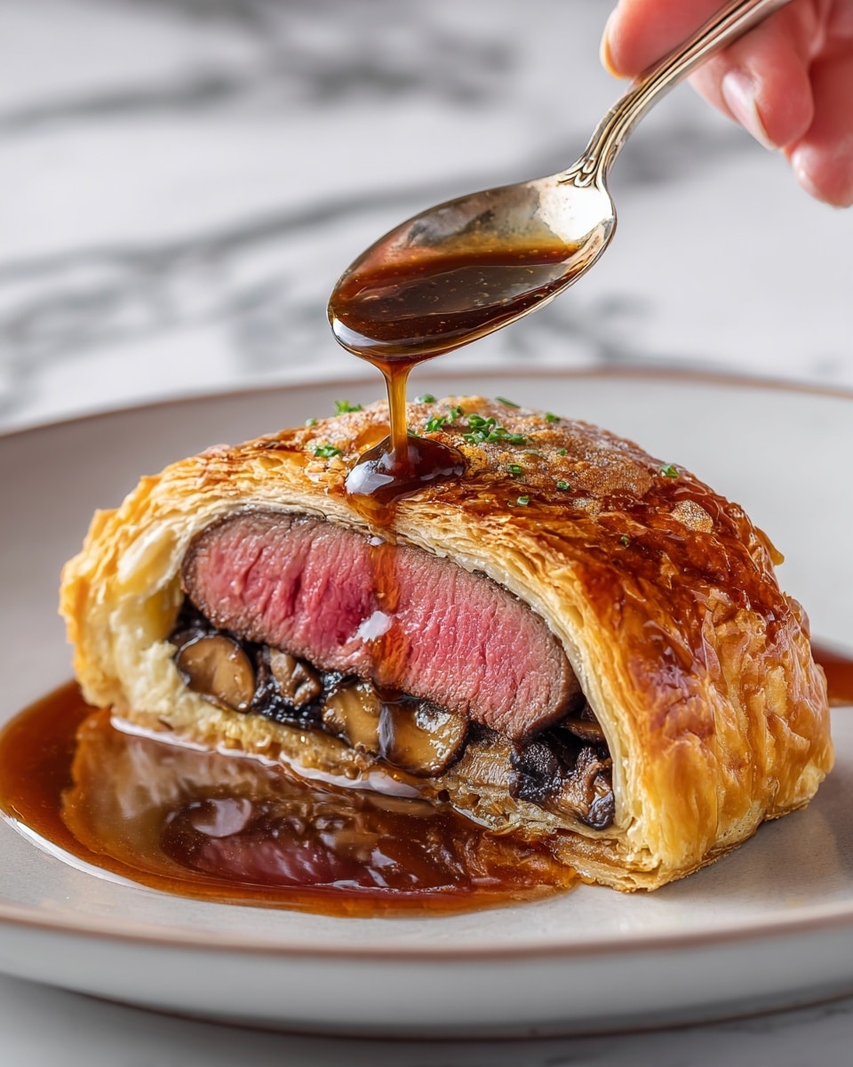 Beef Wellington with Truffle Red Wine Sauce - Elegant Gourmet Dish