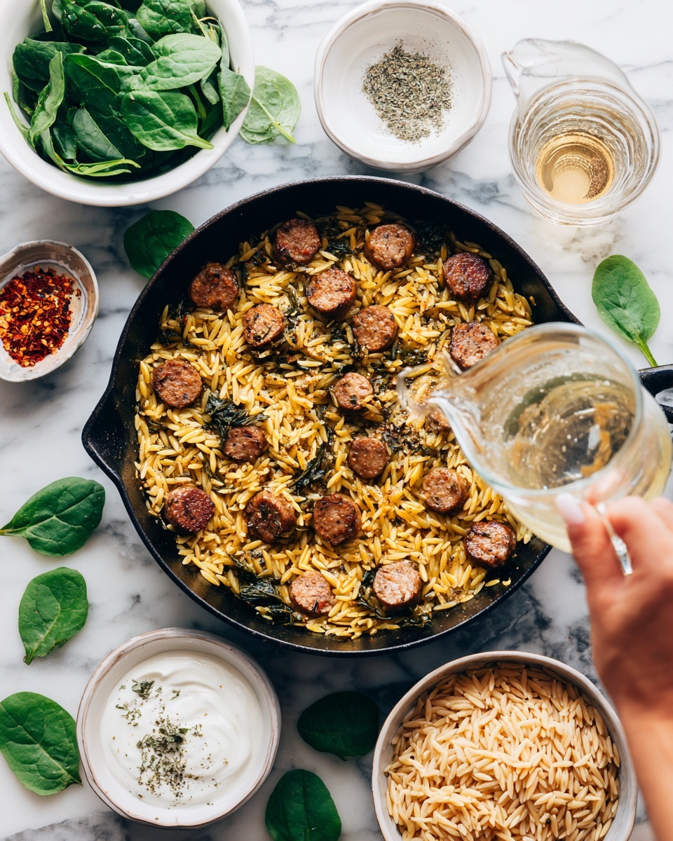 Creamy Chicken Sausage Orzo Skillet - Comforting & Quick Dinner